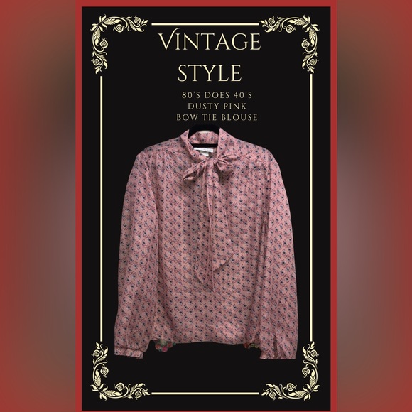 Vintage | Tops | Vintage Early 8s Devon Pin Floral Pussycat Bow Necktie ...
